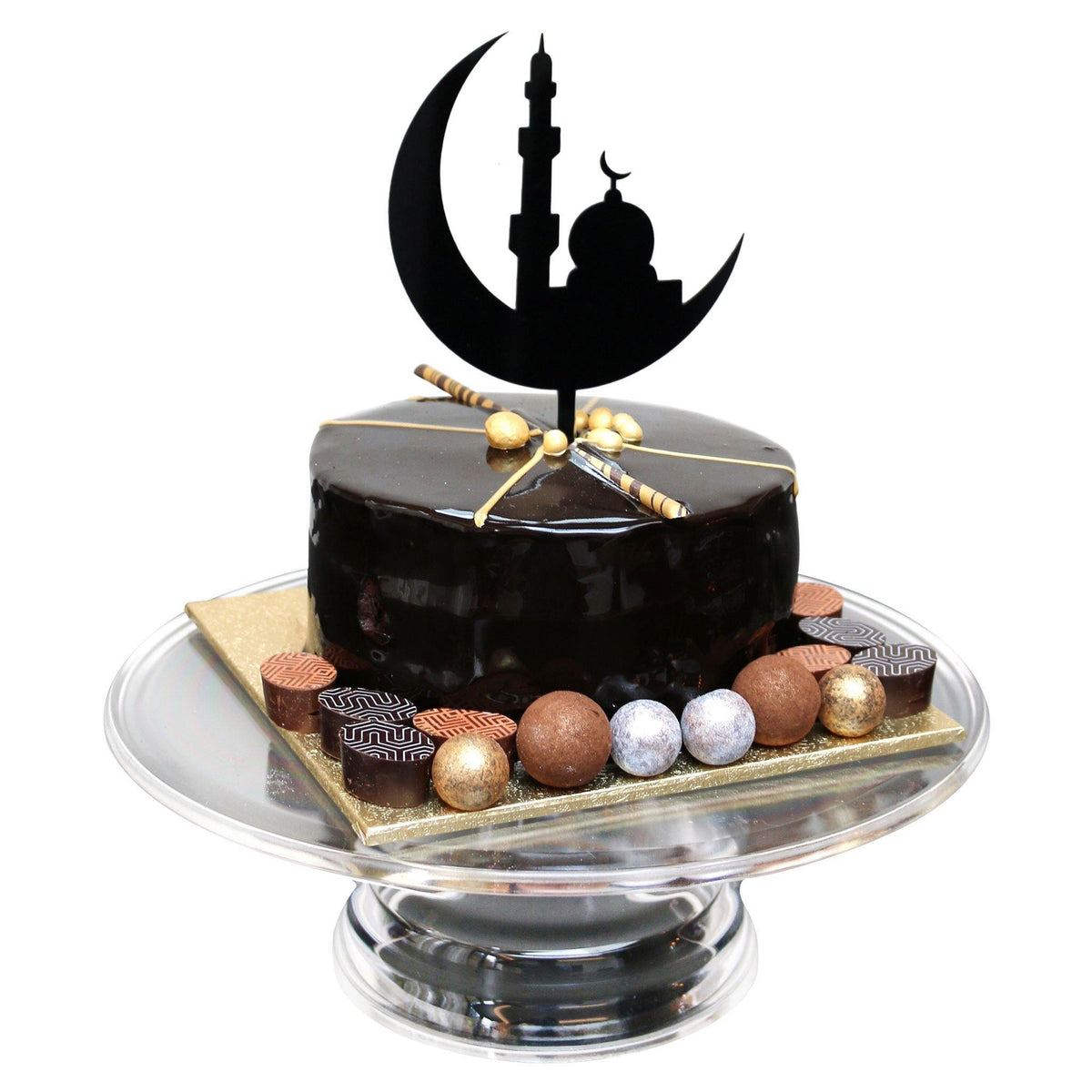 Black Crescent and Masjid Silhouette Cake Topper – Silver Lining UK